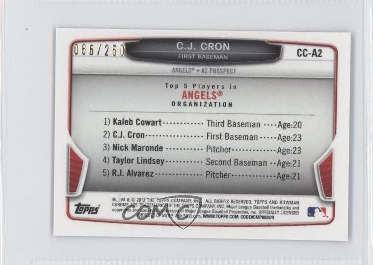 2013 Bowman Cream of the Crop Chrome Mini Refractor Blue Wave /250 CJ ...