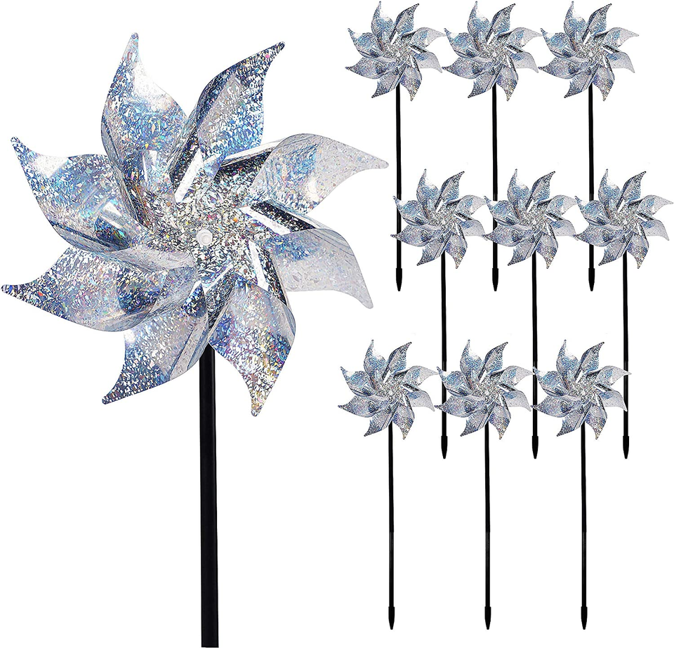 10 Pack Reflective Pinwheels with Stakes (Assembly Required), Extra ...