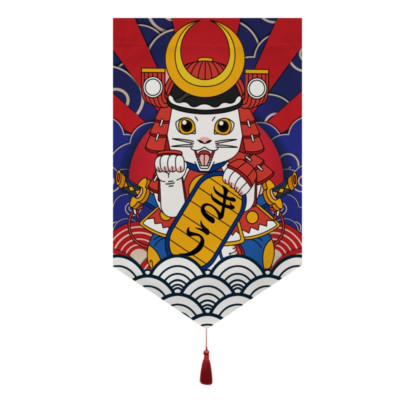 Short Noren Doorway Curtain Japanese Lucky Cat Hanging Flag Valance ...