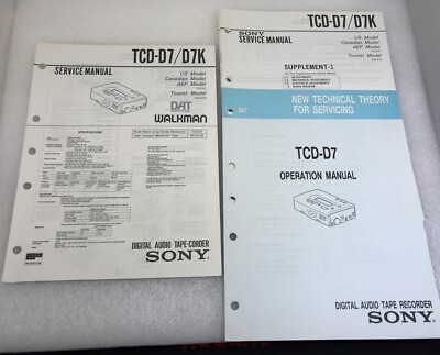 Sony TCD-D7/D7K Original Service Manuals Digital Audio Tape-Corder ...