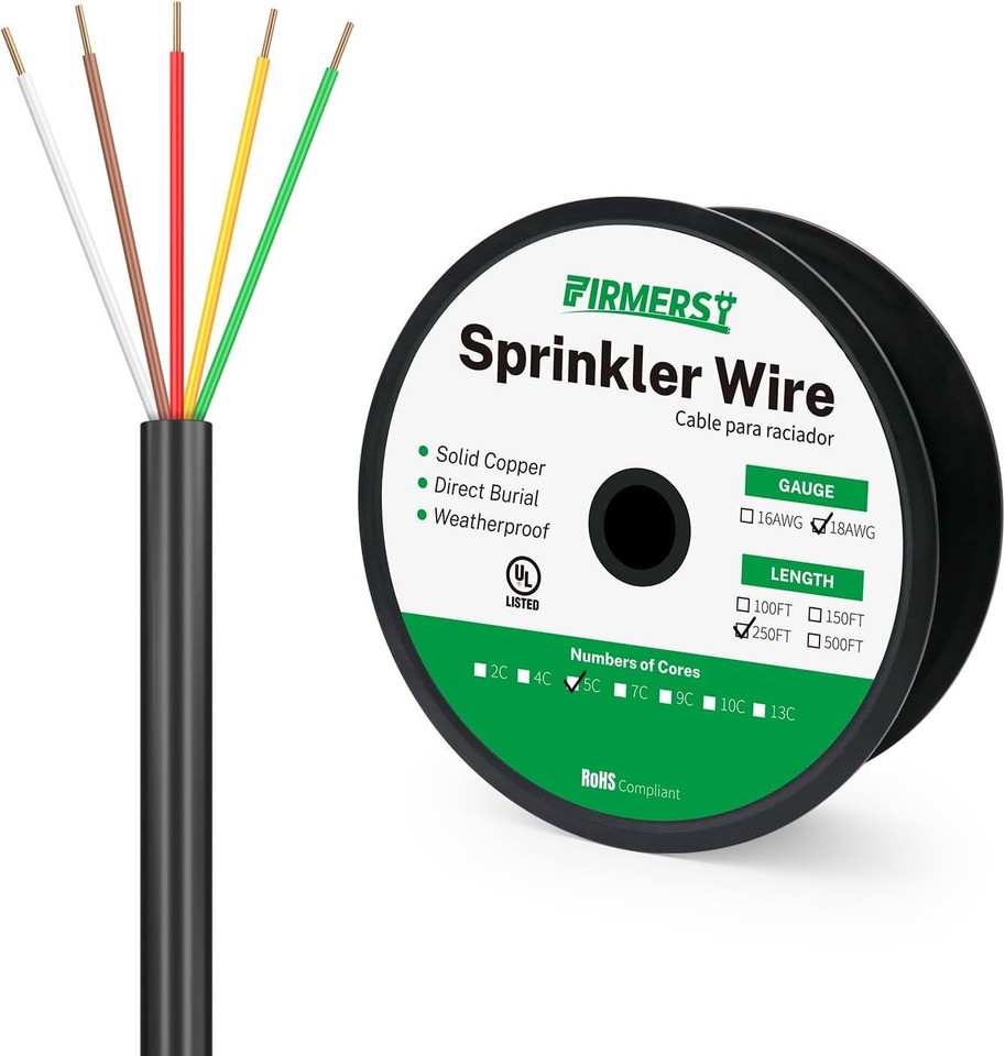 Firmerst 18/5 Solid Sprinkler Wire for up to 4 Valves System 30/150/250 ...