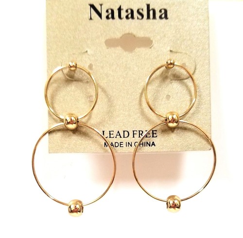 Nouveau Boucles D'Oreilles En 2 Cerceaux En Perles Dorées, Sans Plomb ...