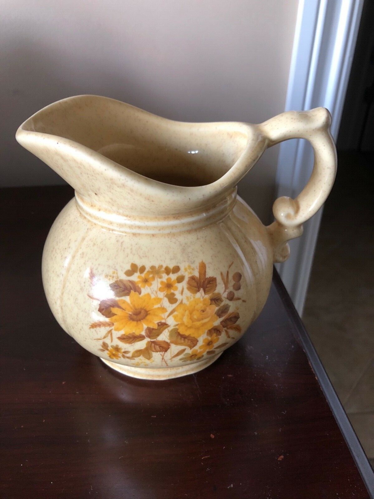 vintage mccoy pottery pitcher #7528 yellow flowers harvest USA 6" | eBay