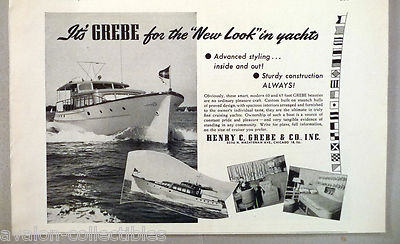 Grebe Yacht Boat PRINT AD - 1948 ~~ Henry C. Grebe | eBay