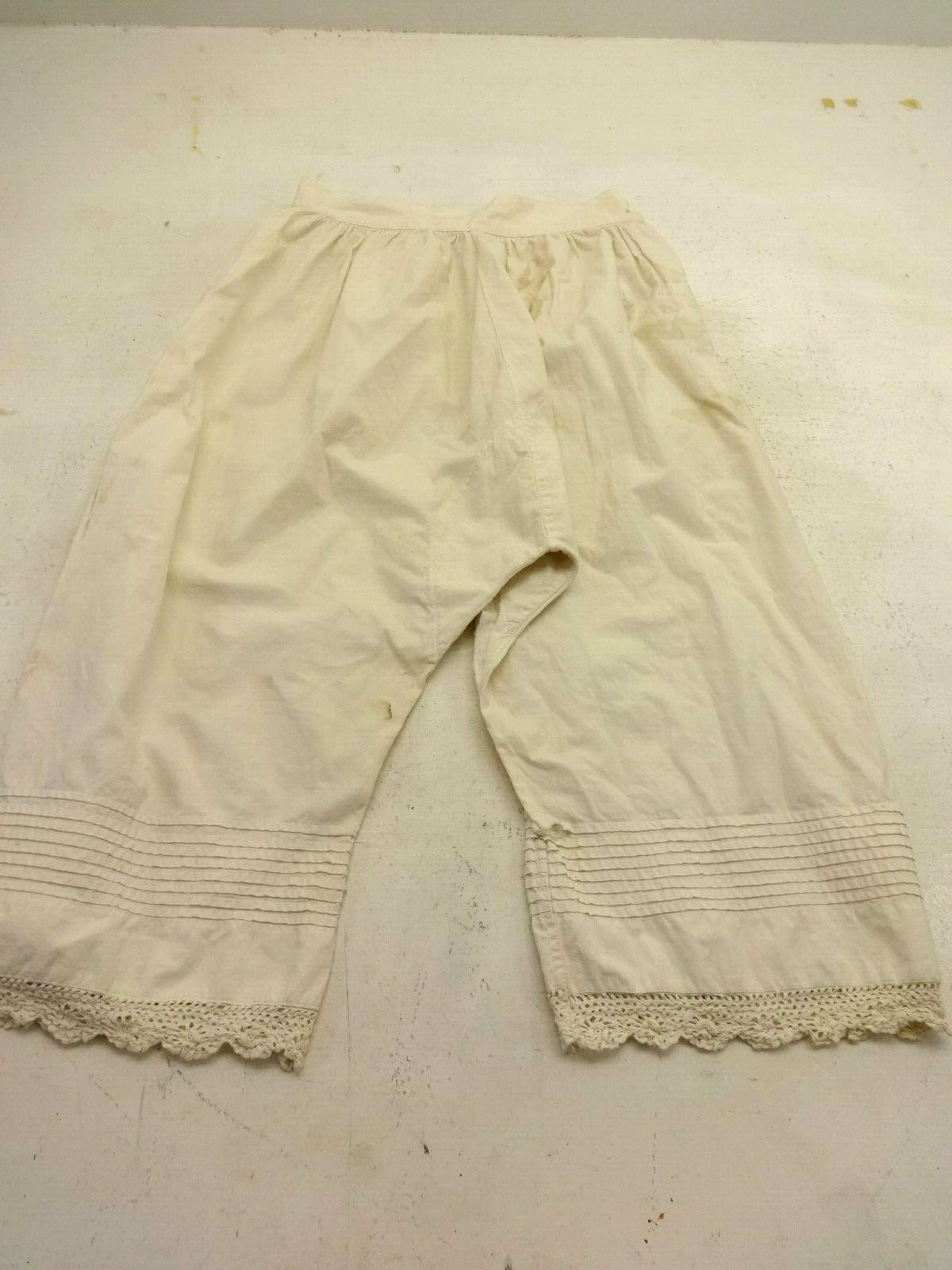 ANTIQUE MUSLIN LACE TRIMMED BLOOMERS PANTALOONS VINTA… - Gem