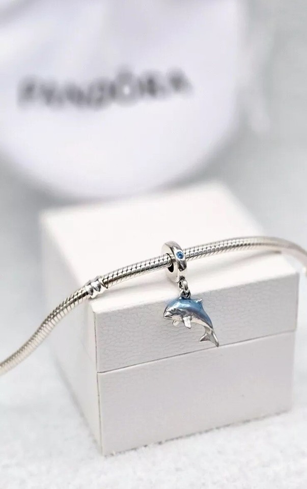 Pandora Shimmering Dolphin Dangle Blue Pandora Charm Silver | eBay