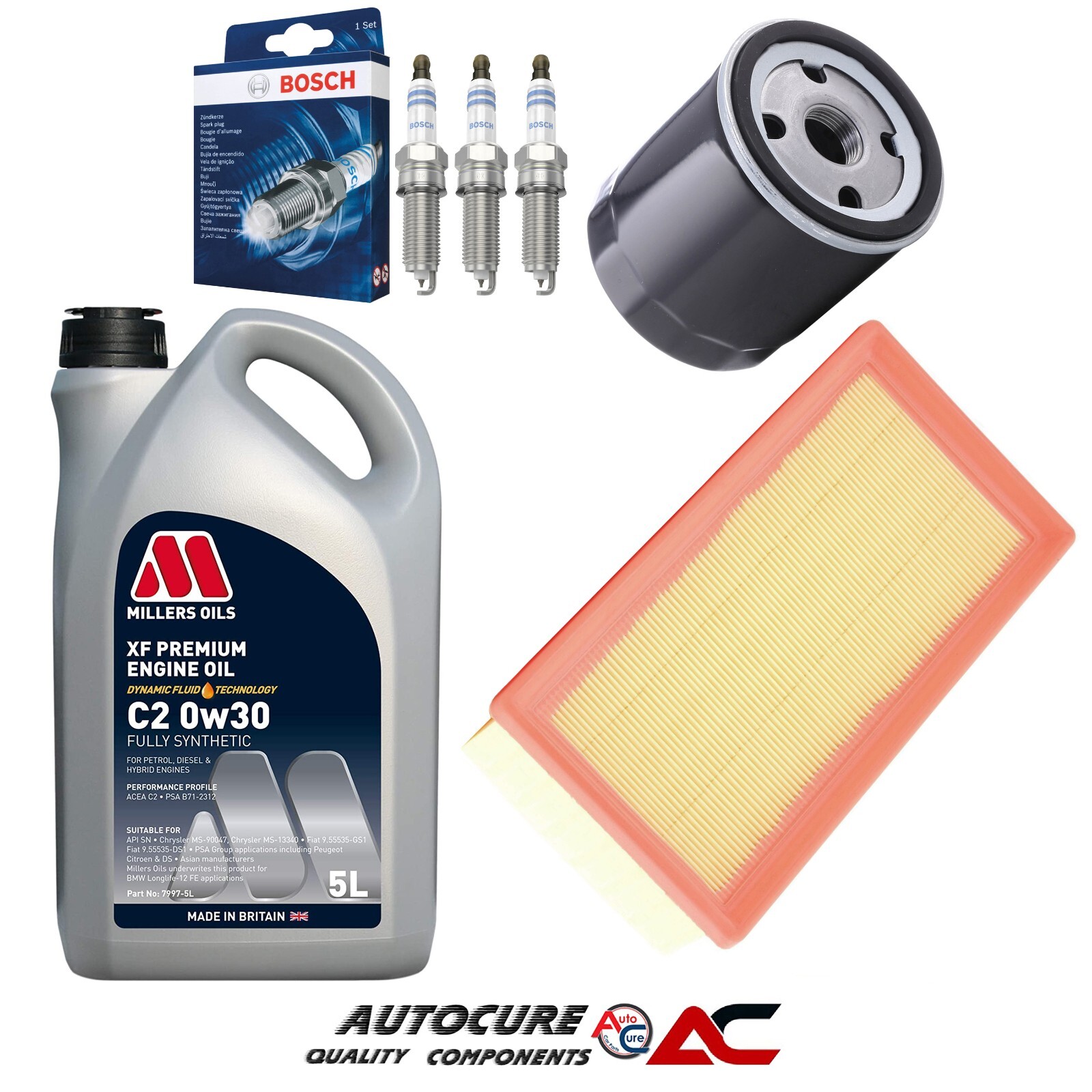 FOR CITROEN DS 3 PURETECH CHIC MK2 1.2 PETROL OIL AIR FILTER SERVICE ...