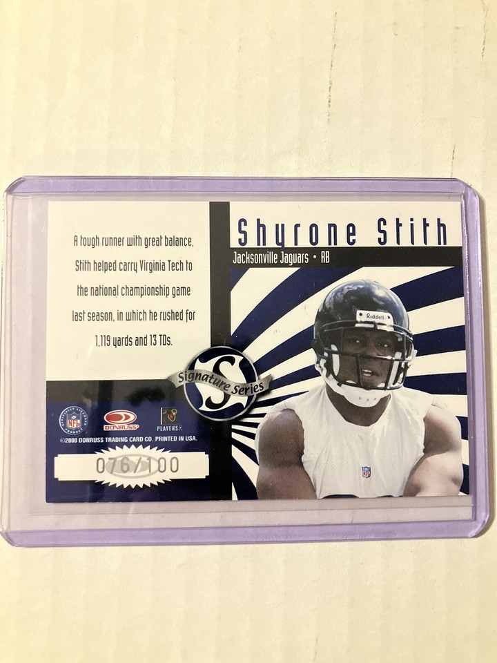 2000 Donruss Signature Series Blue /100 Shyrone Stith Rookie Auto RC | eBay