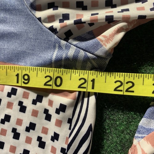 Links Top Womens Large Blue Pink Colorblock V Neck Tunic Stretch 3/4 ...