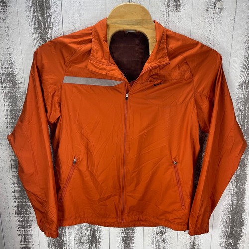 Nike Mens Running Jacket Full Zip Orange Windbreaker Lightweight ...