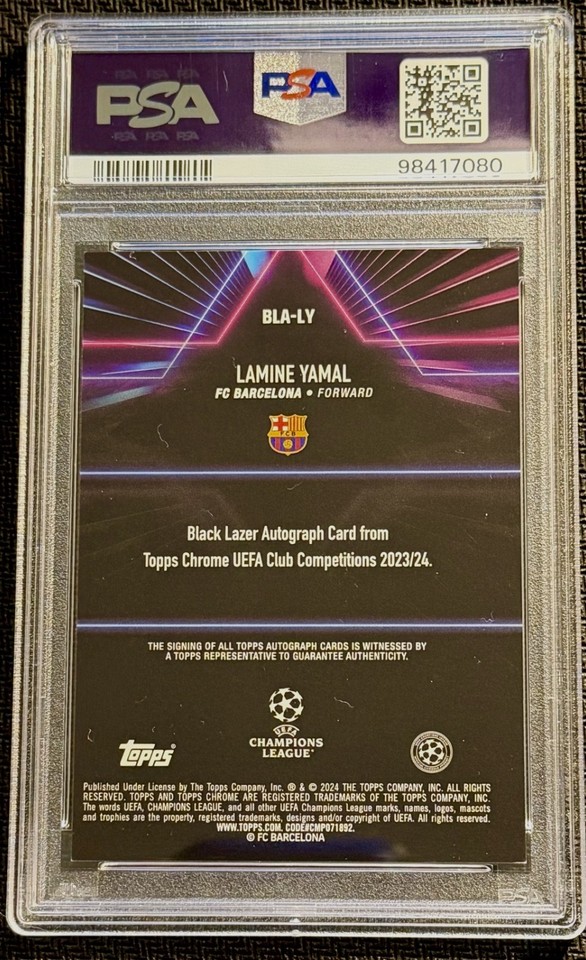 2023 Topps Chrome UCC Black Lazer Neon Green Lamine Yamal RC AUTO /99 ...