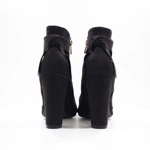 Bamboo Hilltop Black Suede 4" Block Heel Ankle Boots - 10 | eBay UK