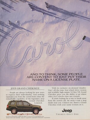 1997 Jeep Grand Cherokee - Writing Name "Carol" In Snow Driving - Print ...