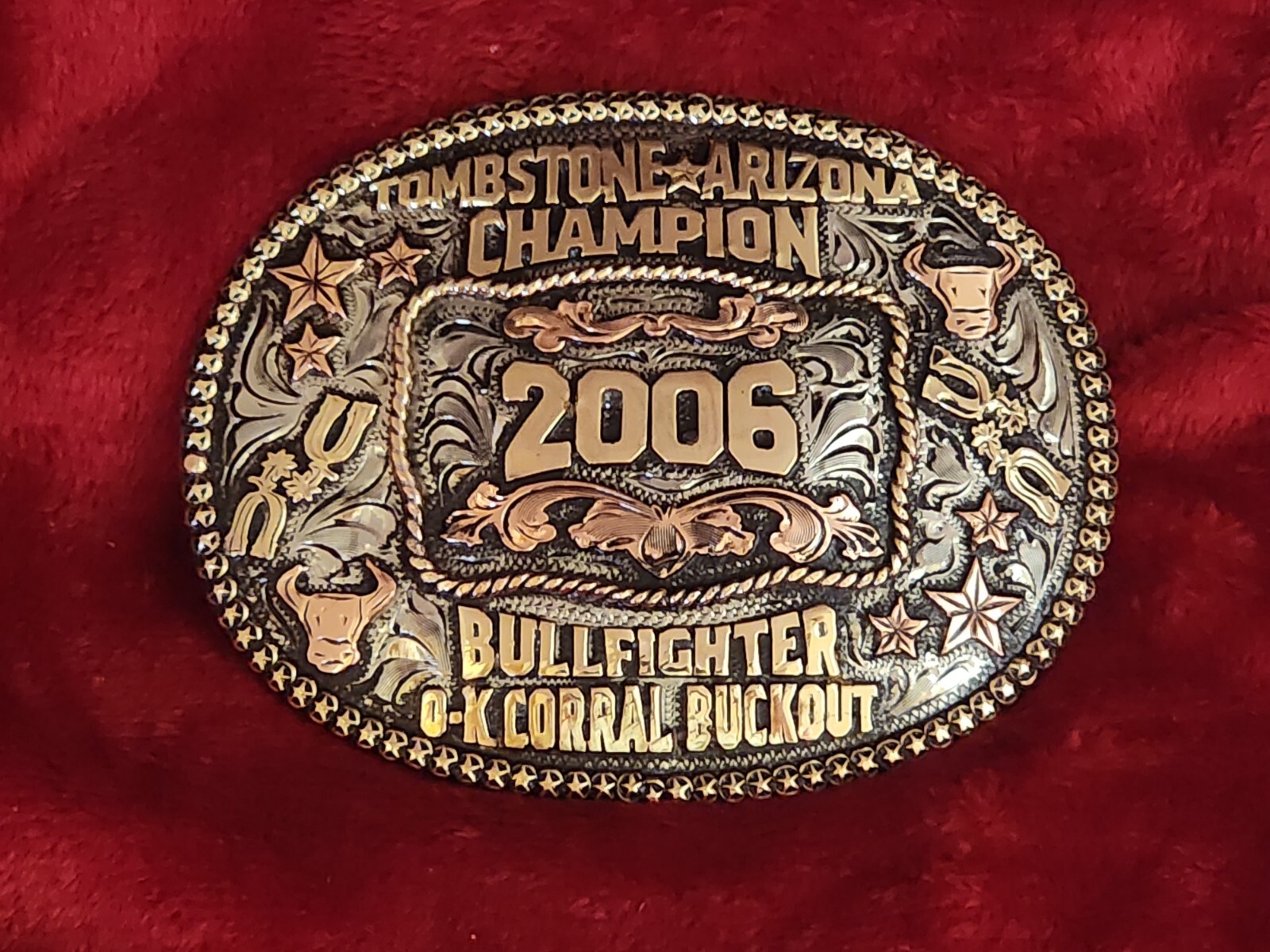 BULLFIGHTING CHAMPION PRO RODEO TROPHY BUCKLE☆TOMBSTONE ARIZONA☆2006 ...
