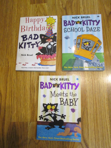 Bad Kitty Books LOT OF 3 Nick Bruel Paperback Chapter Books VERY GOOD ...