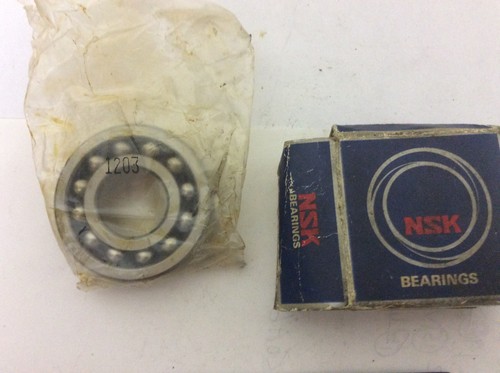 New NSK 1203 Self Aligning Ball Bearing, 17mm ID X 40mm OD X 12mm Wide ...