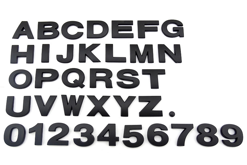 Black / Chrome 3D Self-adhesive Letter number car badge door sticker ...