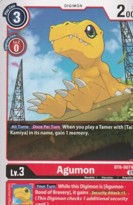 BANDAI DIGIMON CARD GAME AGUMON BT6-007 RED | eBay