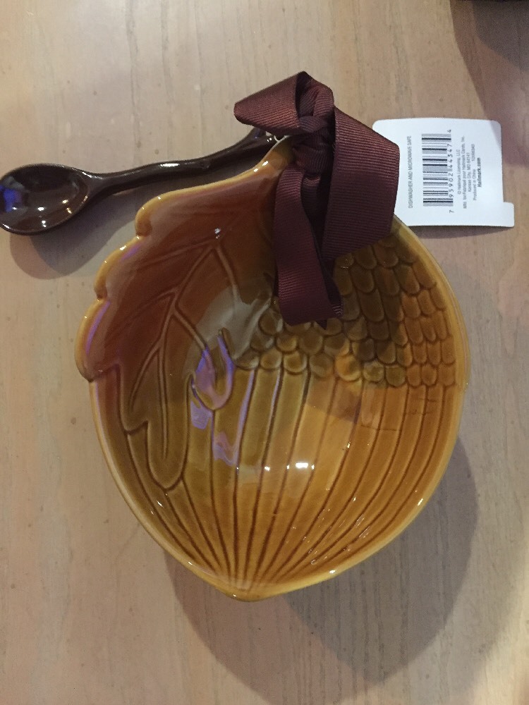 HALLMARK Fall Thanksgiving Autumn ACORN BOWL & TWIG SERVING SPOON Set ...