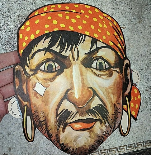 ANTIQUE VTG HALLOWEEN PAPER Pirate Face Mask - Perforated Holes ...