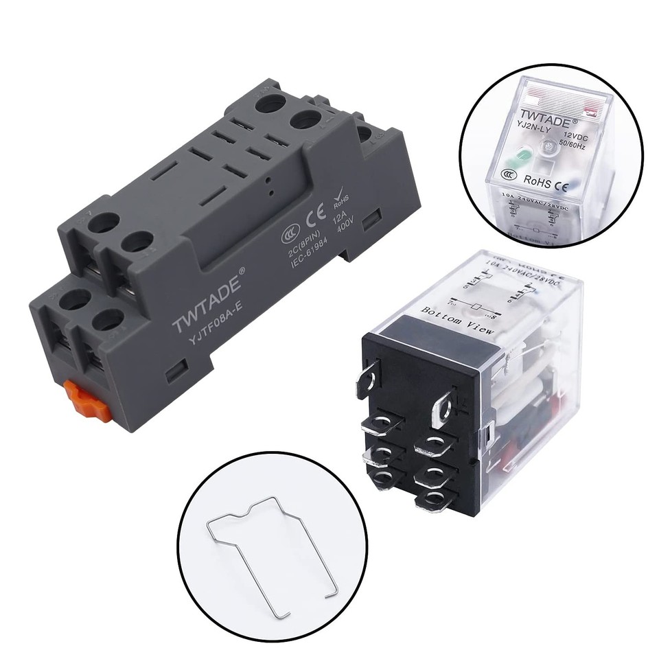 2PCS AC 110V/120V Relay 10A Electromagnetic Power Coil Relay 8 Pins ...