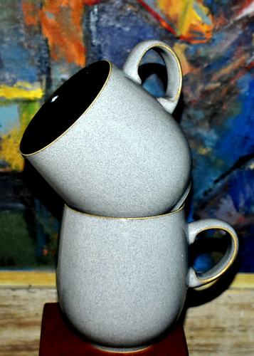 Denby Langley Grandmug JET Grey Set Of 2 XLNT | eBay