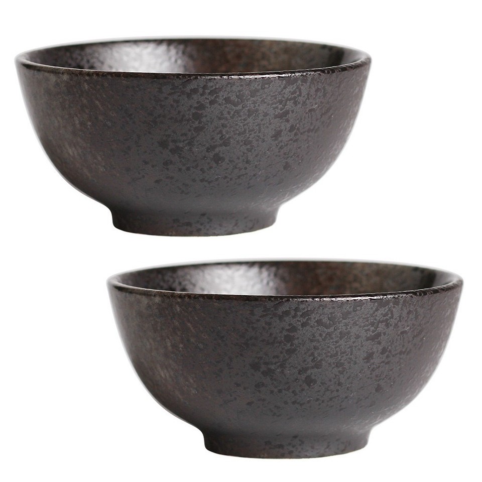 2pcs Ceramic Kitchen Rice Bowl Simple Small Soup Bowl Spoon Small Tea ...