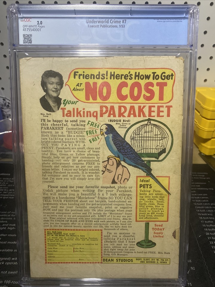 Underworld Crime #7 1953 Iconic Golden Age Bondage Torture Pre-Code CGC ...