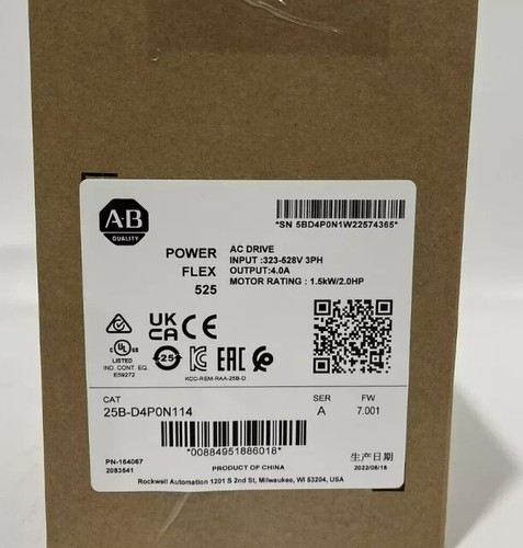New Factory Sealed AB 25B-D4P0N114 SER A PowerFlex 525 1.5kW 2Hp AC ...