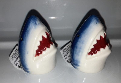 NEW Cracker Barrel Mini SHARK HEADS Salt And Pepper Shakers 2"D x 3"H ...