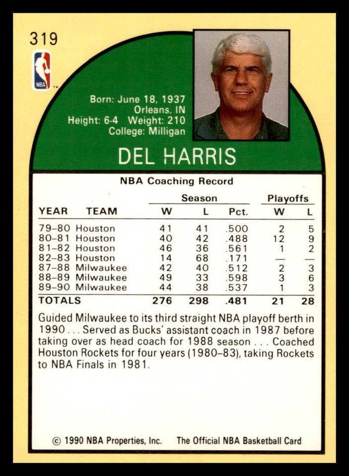 1990 Hoops Del Harris #319 Milwaukee Bucks | eBay