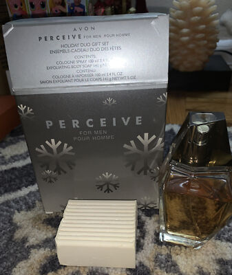 Old Stock Avon Perceive for men holiday duo gift set Cologne 80% Full ...