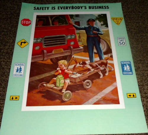 Stuart, Boy Wagon Food Dog Policeman Sample Print 19.5"x18" Print 13.75 ...