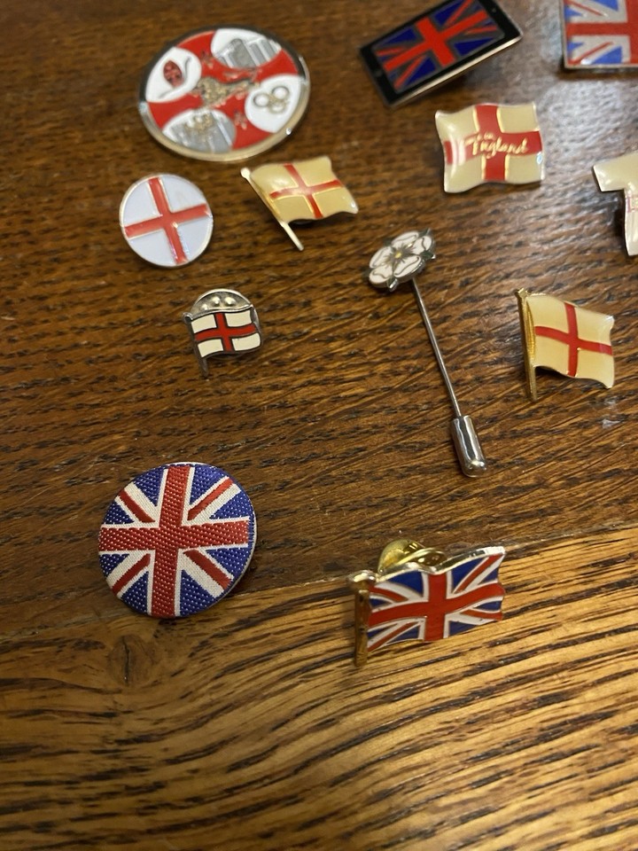 Union Jack British England Pin Badges lot Flag football english rose ...