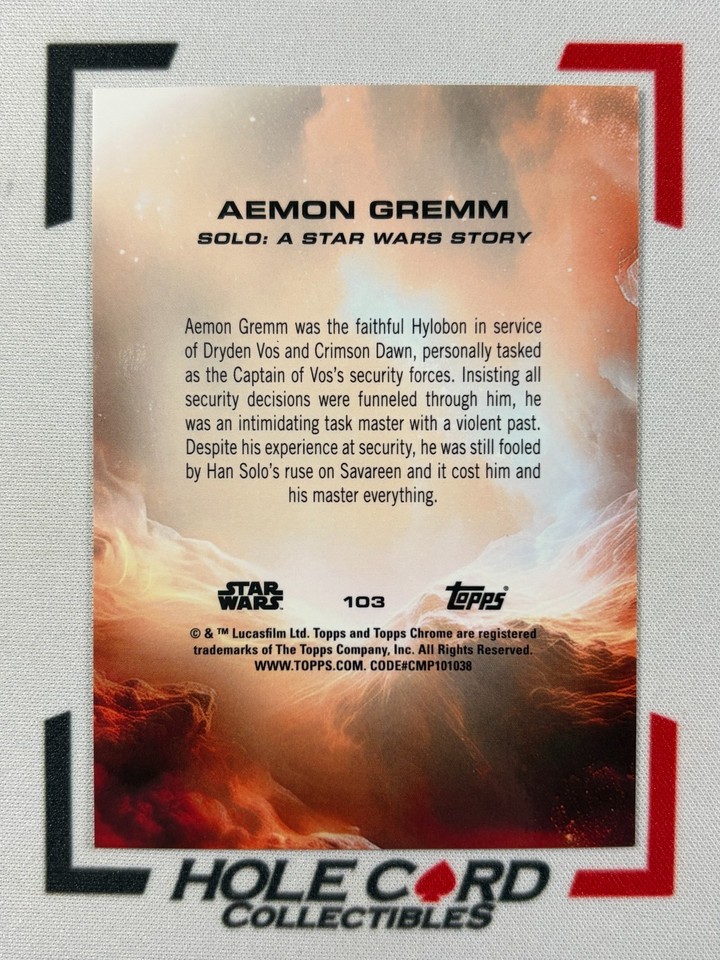 AEMON GREMM 2025 Topps Chrome Star Wars #103 Gold Refractor 44/50 丶 ...