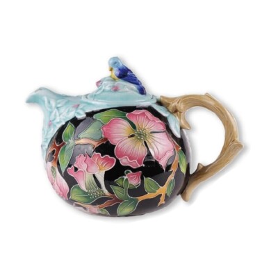Dogwood with Bluebird Teapot | eBay