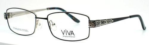 VIVA Eyewear VV4513 001 Black Rectangular Metal Eyeglasses Frame 52-17 ...