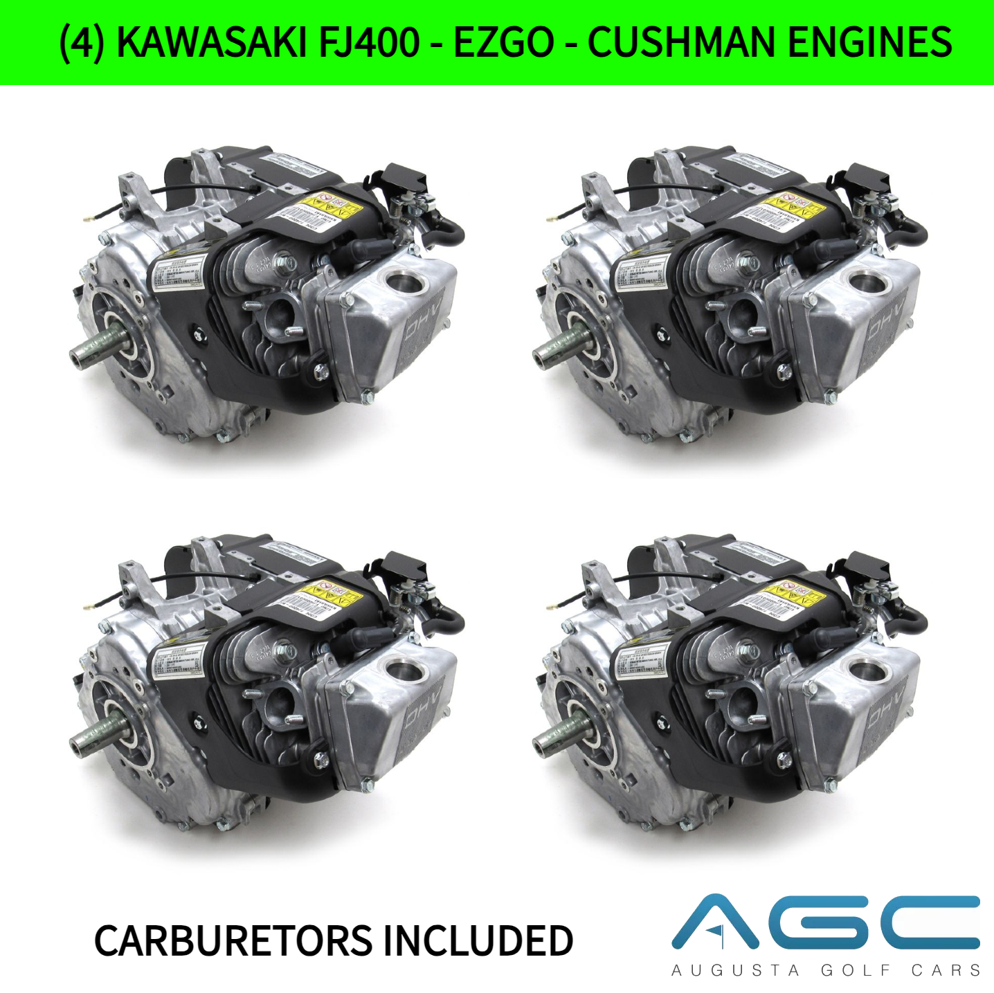 (4) NEW OEM EZGO CUSHMAN 13.5HP KAWASAKI FJ400 CC ENGINE INCLUDES CARB ...