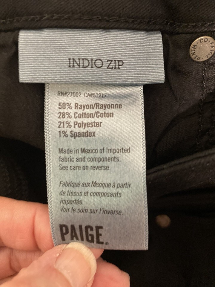 Paige Jeans Indio Zip Women’s Size 25 Black EUC B80 | eBay