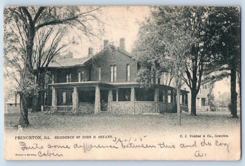 Princeton Illinois IL Postcard Residence Of John H. Bryant Tuck 1905 ...