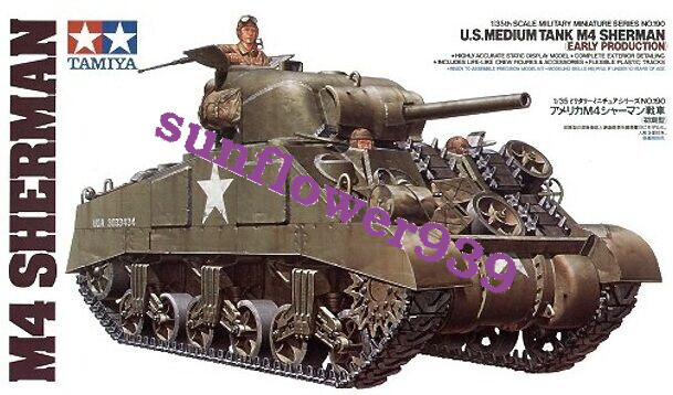 Tamiya 35190 1/35 Scale Model Kit U.S Medium Tank M4 Sherman Early ...
