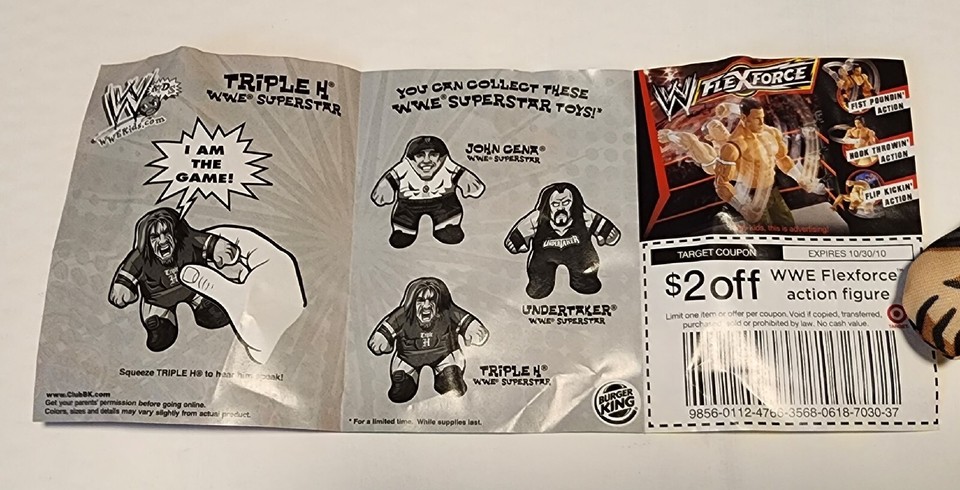 WWE Kids Wrestling TRIPLE H Plush 2010 Burger King Kids Meal Toy. NOT ...