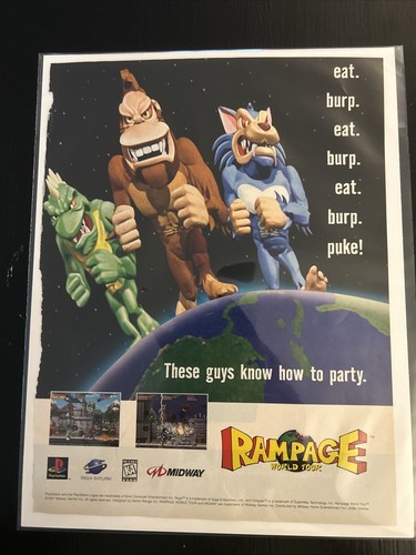 Rampage World Tour Sega PS1 Playstation Game 1997 Vintage Magazine ...