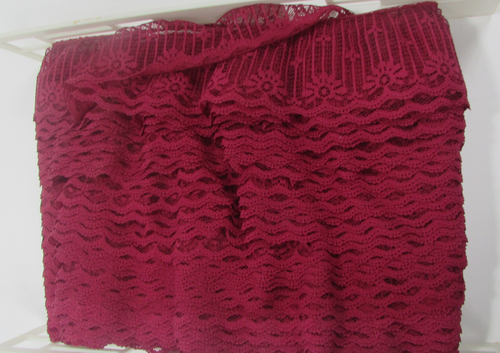 Vtg Lace Bolt 27 Yds Maroon Floral Ruffle Sewing Trim Doll Scrapbooking ...