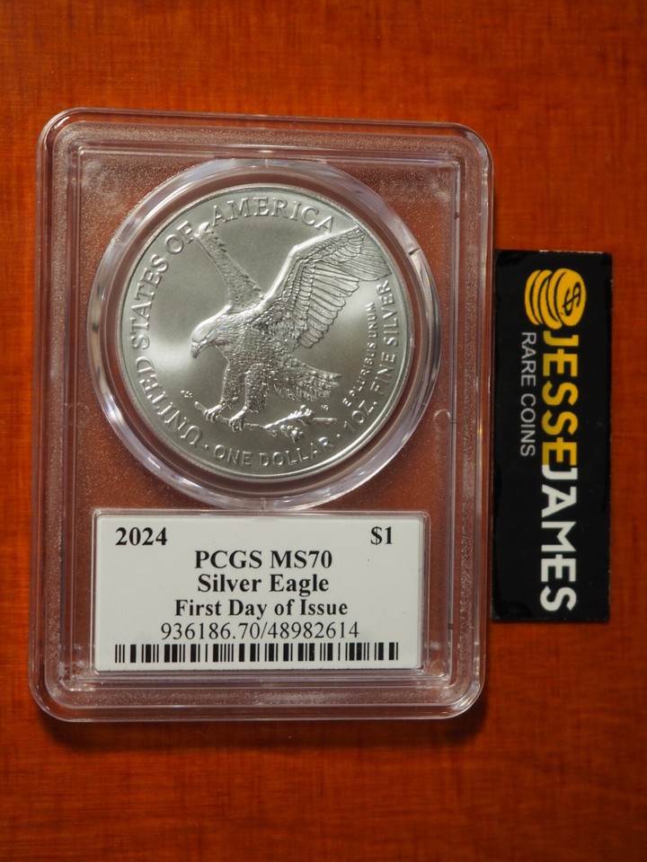 2024 SILVER EAGLE PCGS MS70 FLAG PAUL BALAN SIGNED FIRST DAY OF ISSUE ...