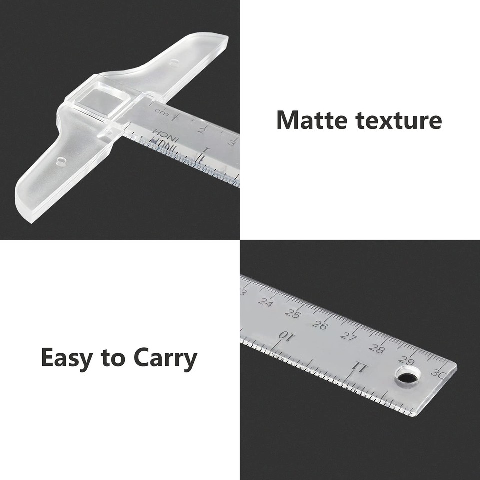 2Pcs Junior T-Square Plastic Transparent T-Ruler 30cm/ 12 Inch for ...