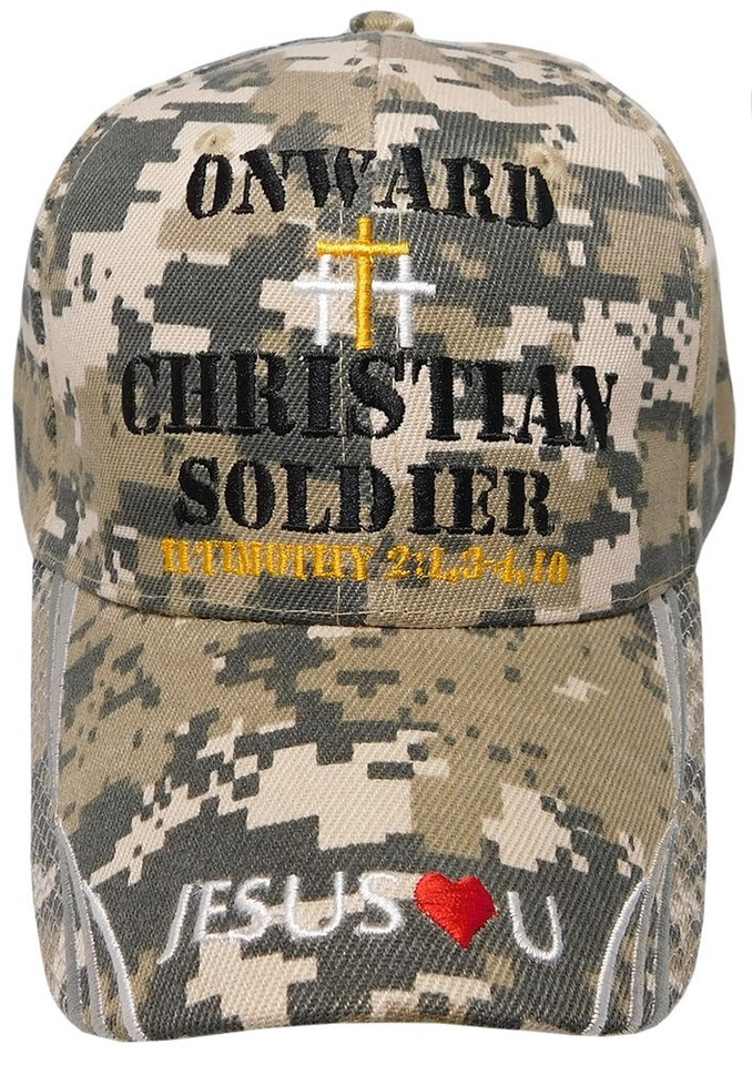 JESUS CHRIST Onward Christian Soldier Jesus LOVES YOU Cap Hat ACU Camo ...
