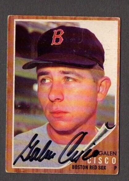 Galen Cisco 1962 Topps Rookie Card authentic autographed card Red Sox ...