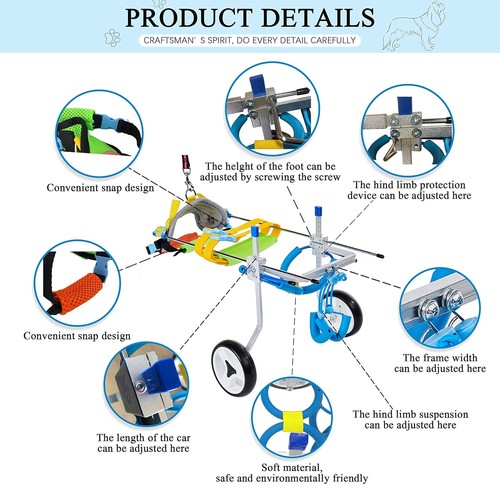 Adjustable Dog Wheelchair/Cart for Back Legs，Pet/Doggie Doggy Blue | eBay