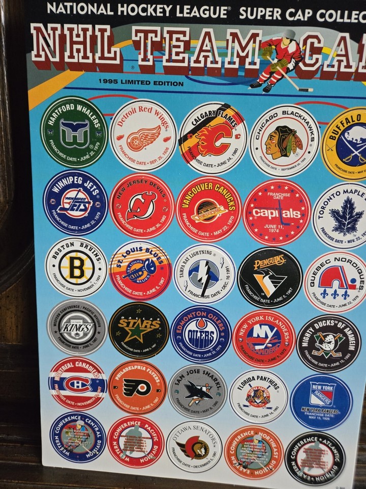 NHL Team Caps 1995 Limited Edition NHL Super Cap Collection 30 Caps 10 ...